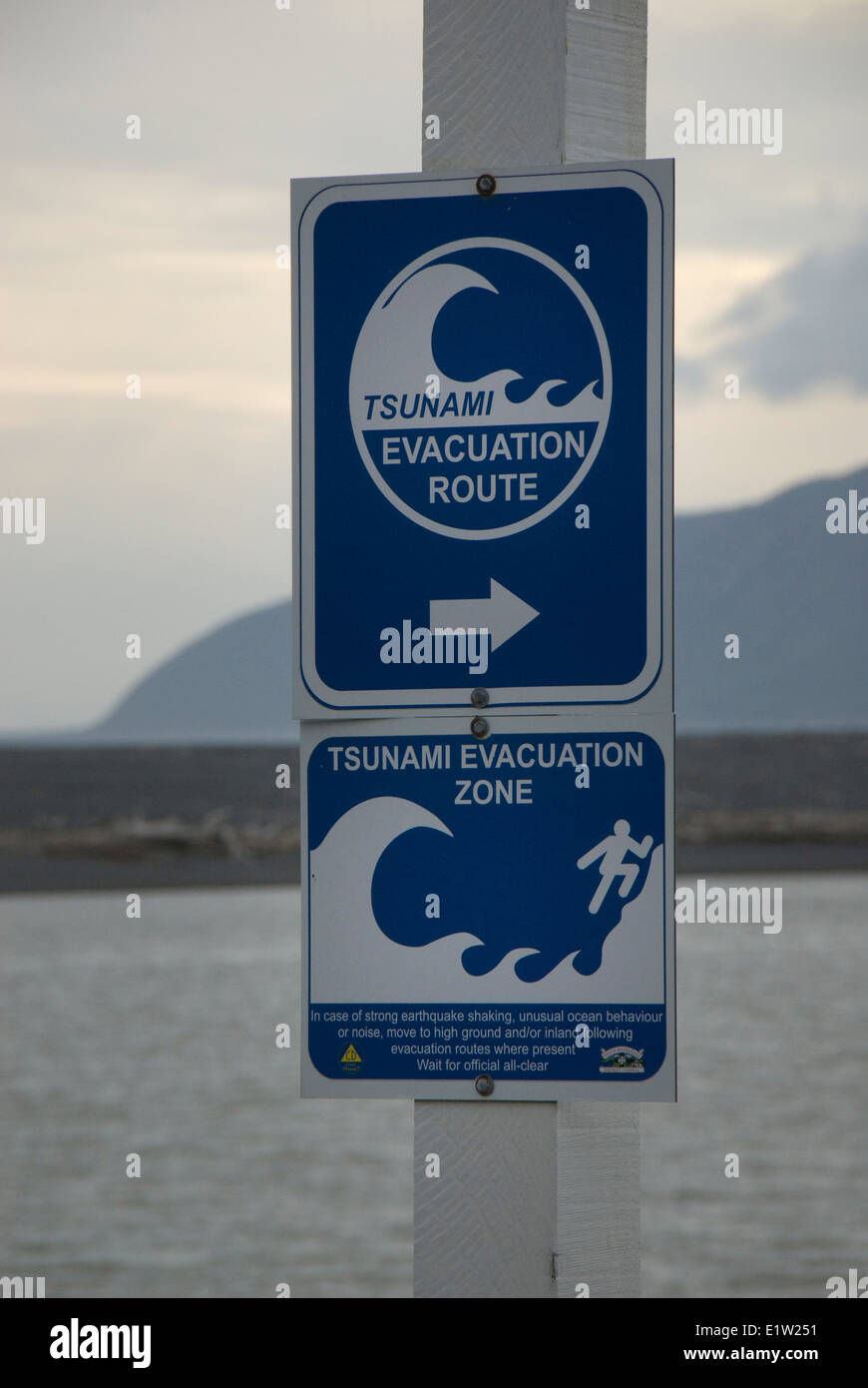 Tsunami warning sign hi-res stock photography and images - Alamy