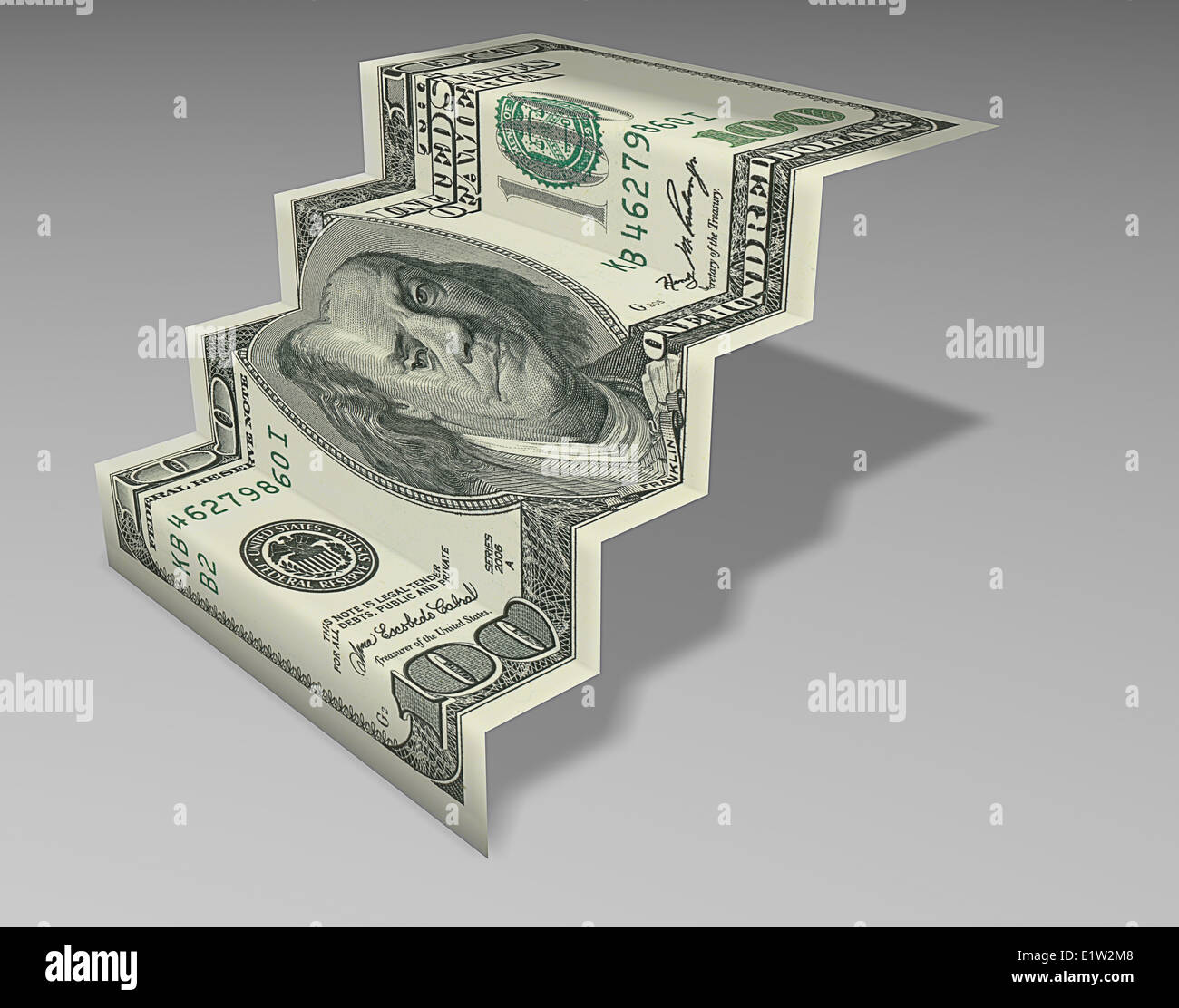 folded dollar banknote made in 3d software Stock Photo - Alamy