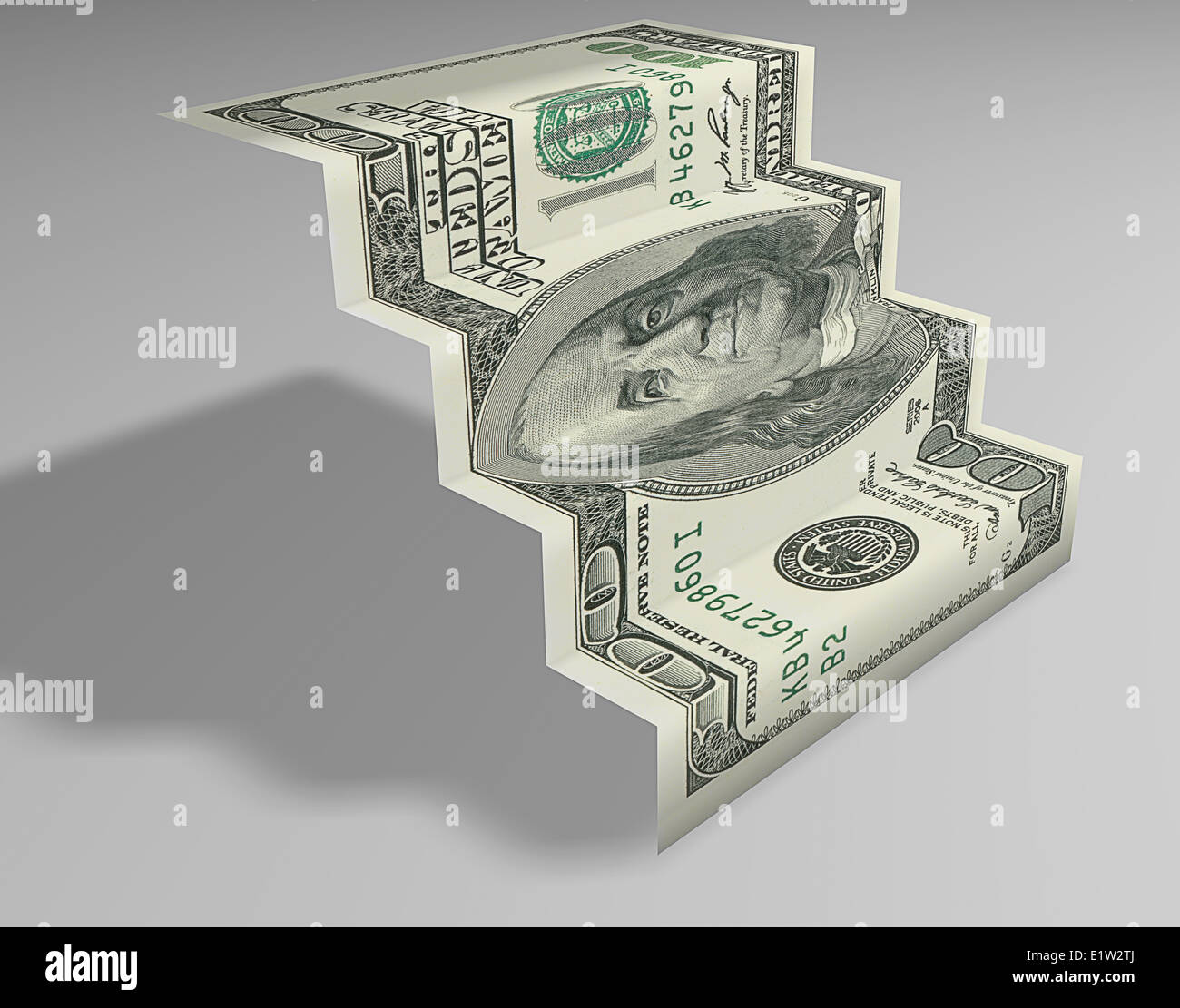 folded dollar banknote made in 3d software Stock Photo - Alamy