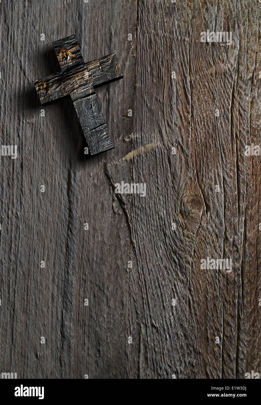 Cross on the wall made in 3d software Stock Photo - Alamy