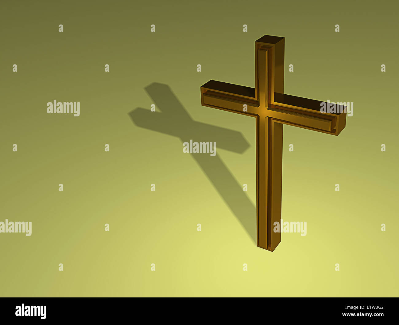 Gold cross on green background made in 3d software Stock Photo - Alamy