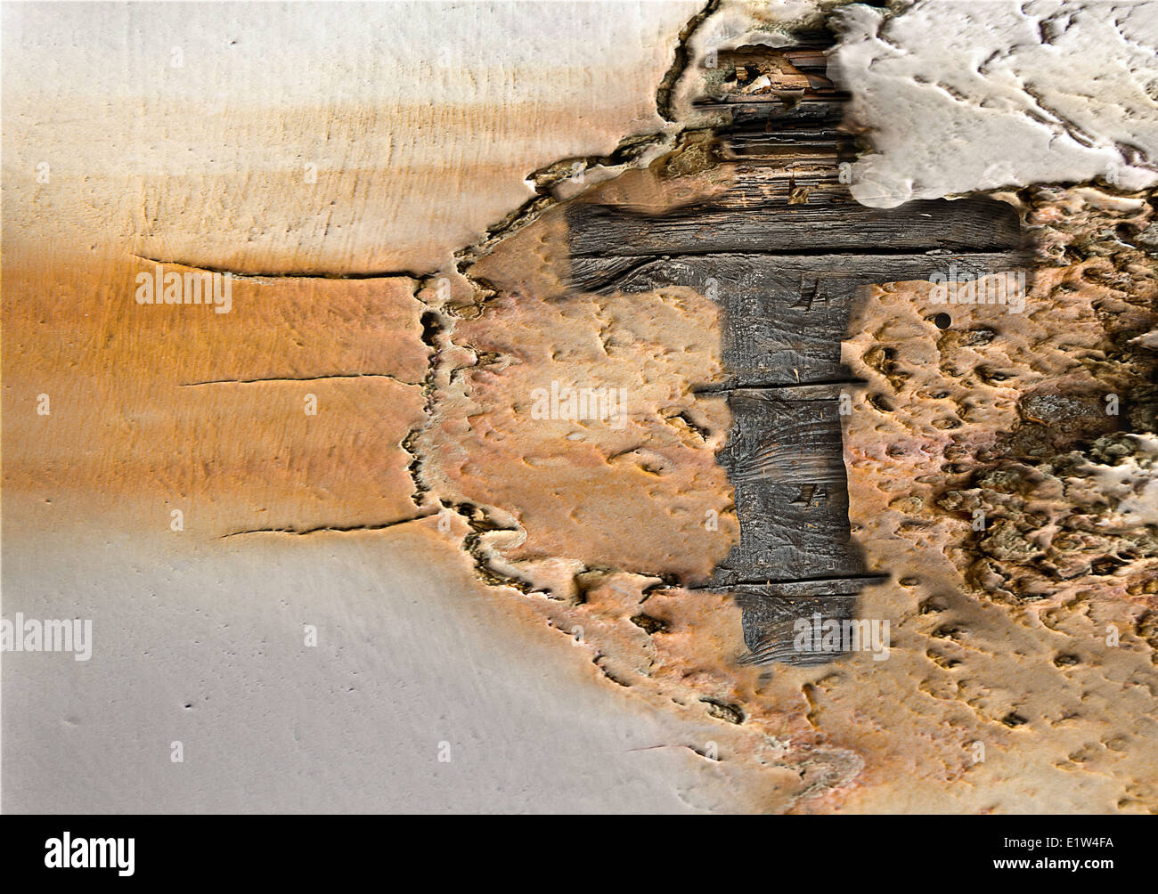Cross under the wall made in 3d software Stock Photo - Alamy