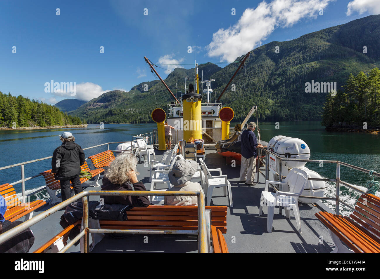 Tourists on board the supply boat the Uchuck 111 travelling between ...