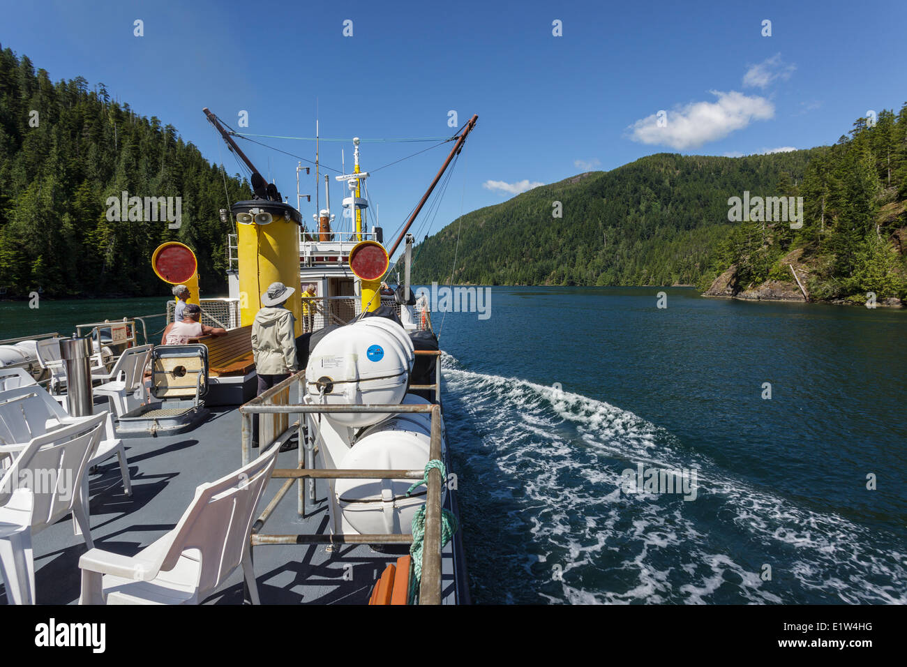 Tourists on board the supply boat the Uchuck 111 travelling between ...
