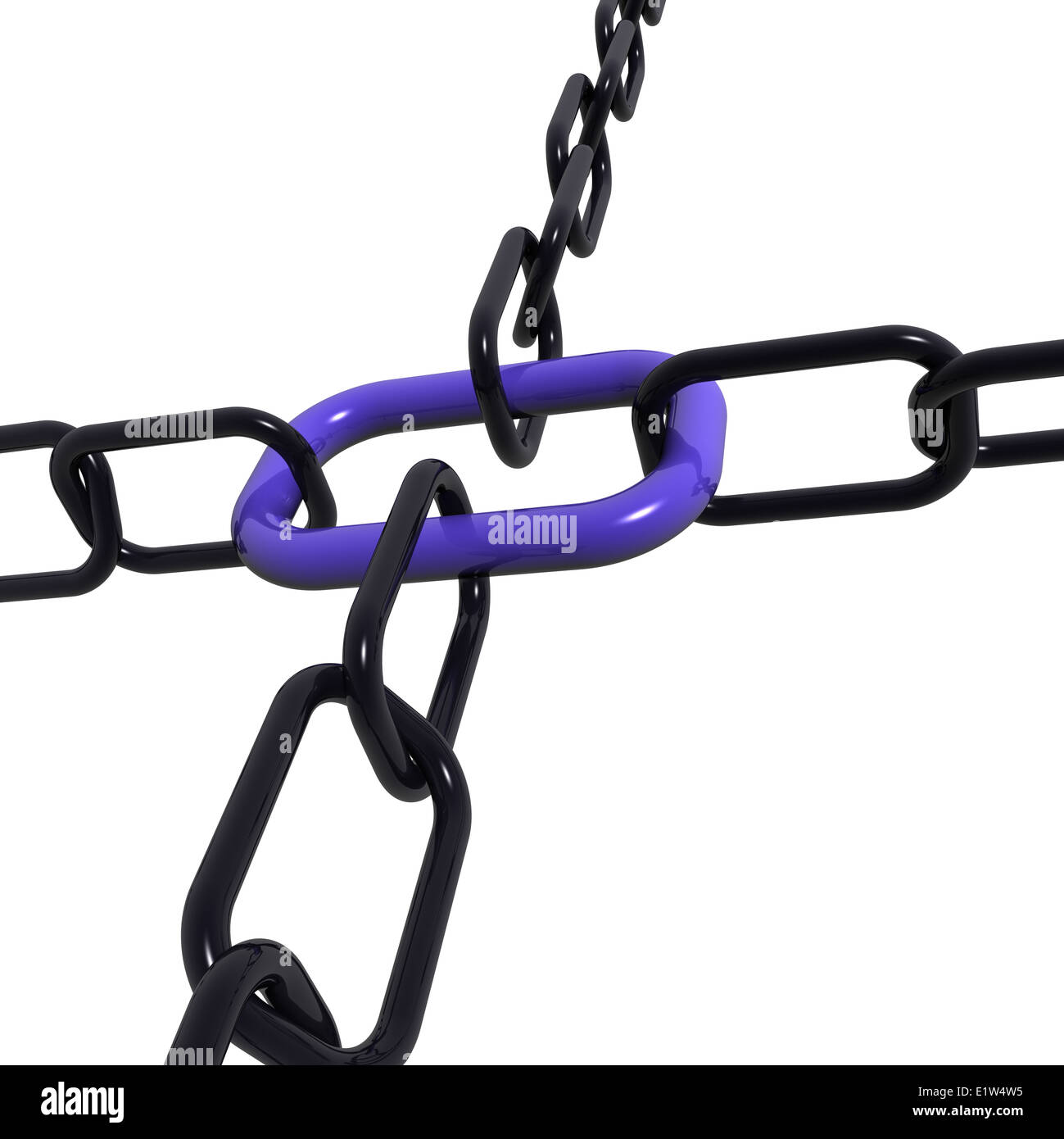 3d illustration of a group of black end violet chain isolated on white ...
