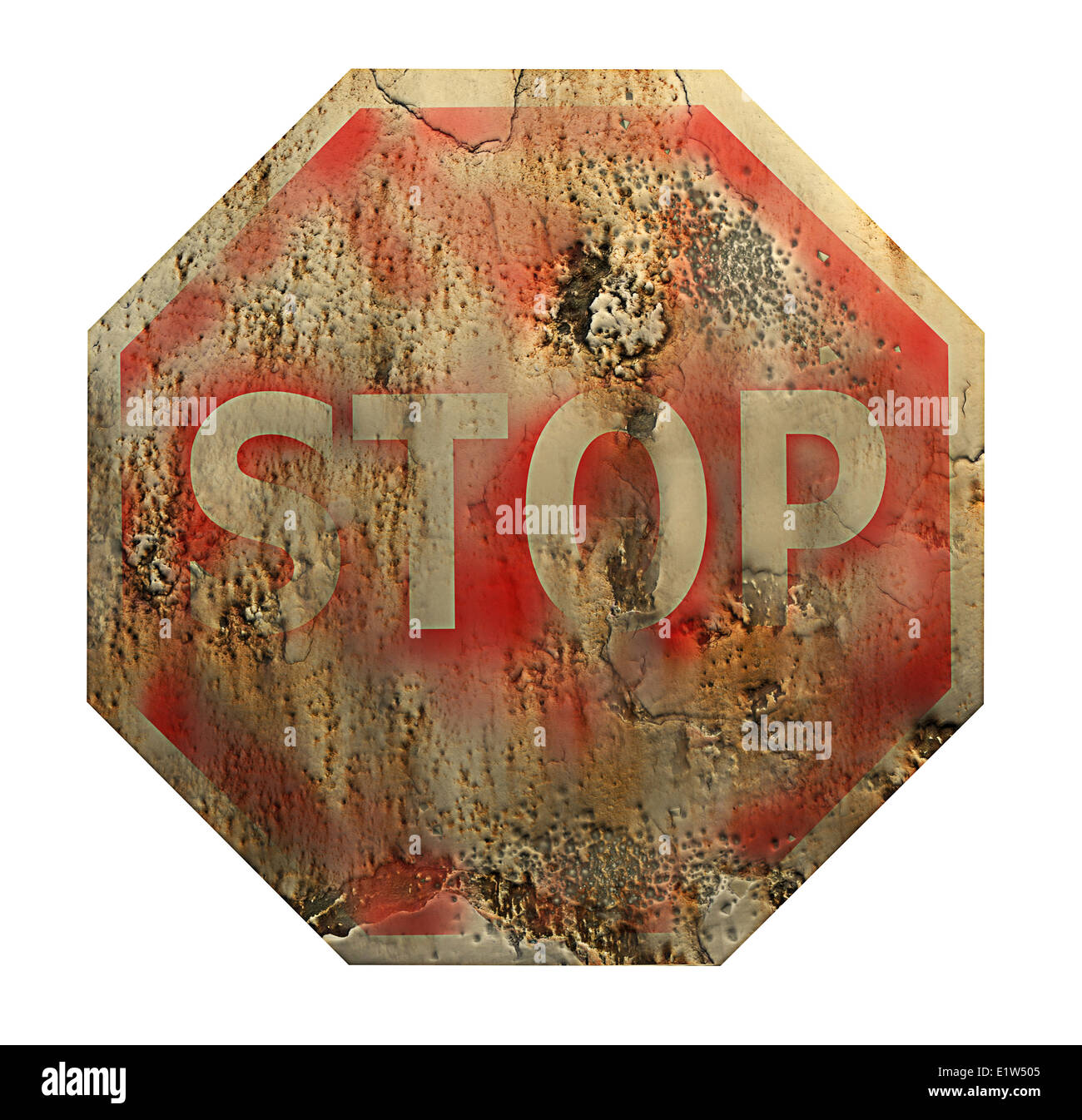 Old stop sign made in 3d software Stock Photo - Alamy