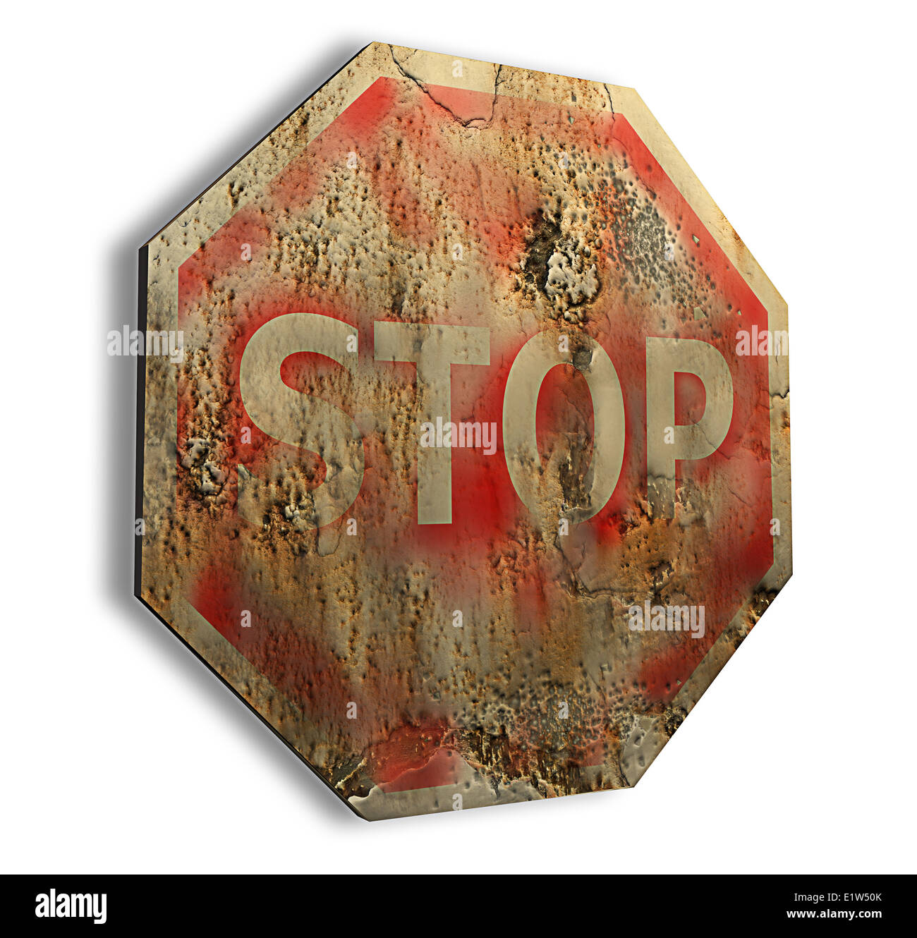 Old stop sign made in 3d software Stock Photo - Alamy