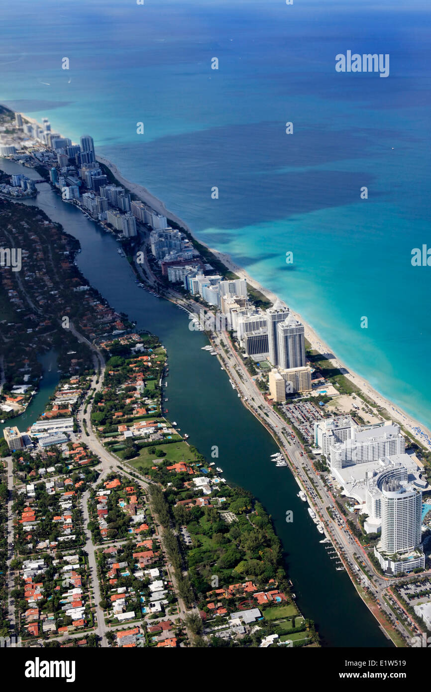 Miami coastline seen from high altitude Stock Photo - Alamy