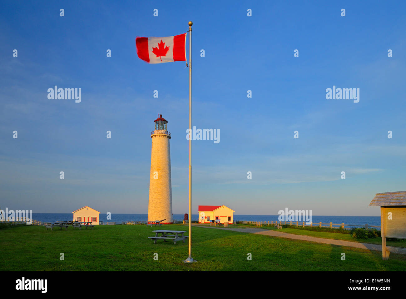 Cap-des-Rosiers Lighthouse at the entrance of the Gulf of St. Lawrence ...