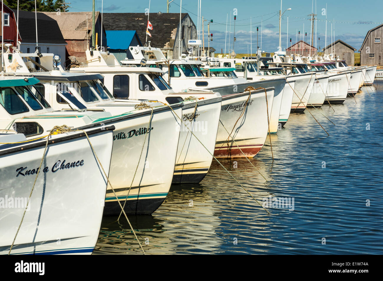 Fishing boats docked at Malpeque Harbour, Prince Edward Island, Canada ...