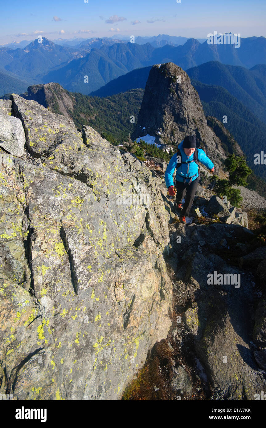 Senja Palonen hiking up to and scrambling the West Lion. The Lions ...