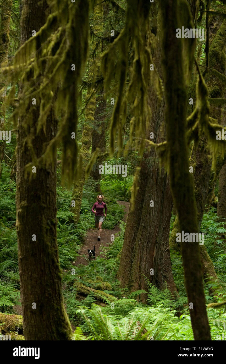 Trail running on the Four Lakes Trail at Alice Lake Provincial Park ...