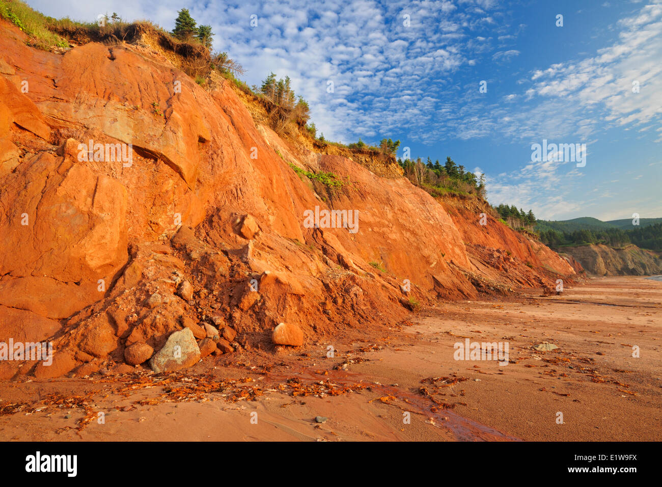 Red cliffs along Aspy Bay, Cabot Landing Provincial Park, Cape Breton ...