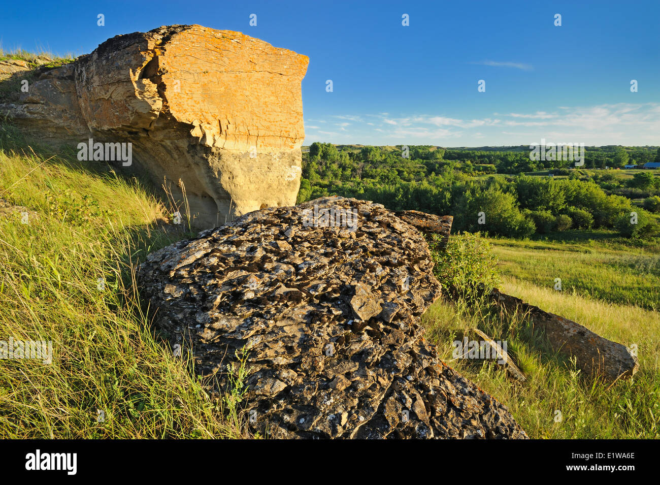 Sandstone clay formations on the prairie, Roche Percee near Estevan ...