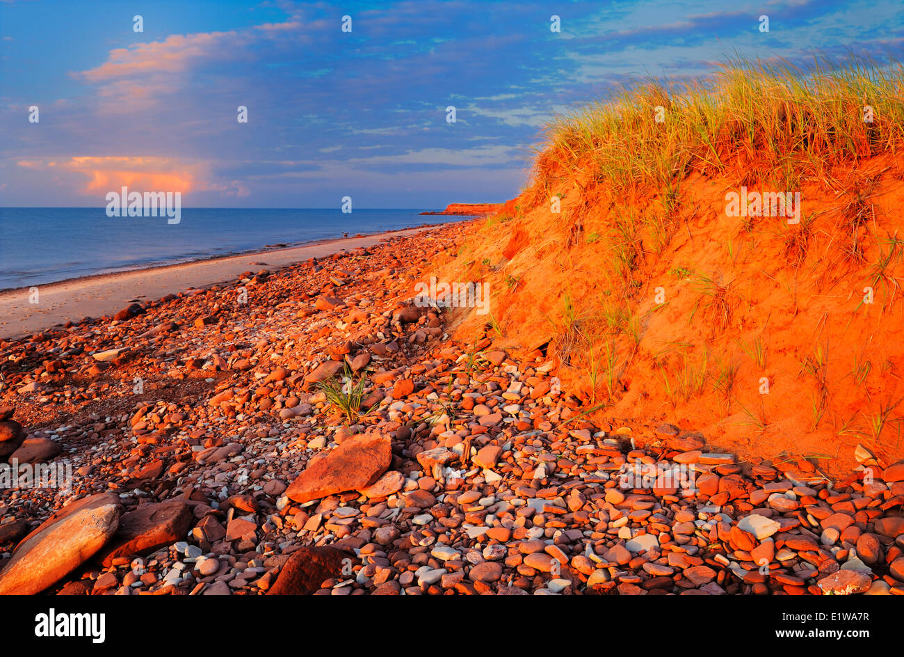 Red cliffs at sunset, Cable Head, Prince Edward Island , Canada Stock ...