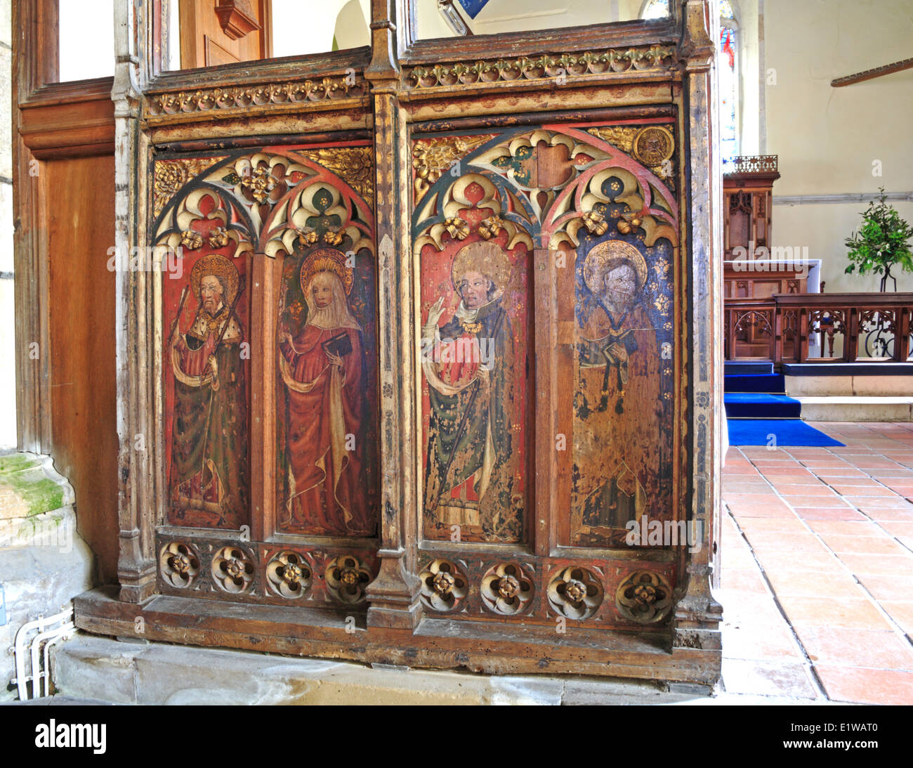 A view of the rood screen on the north side of the entrance to the ...