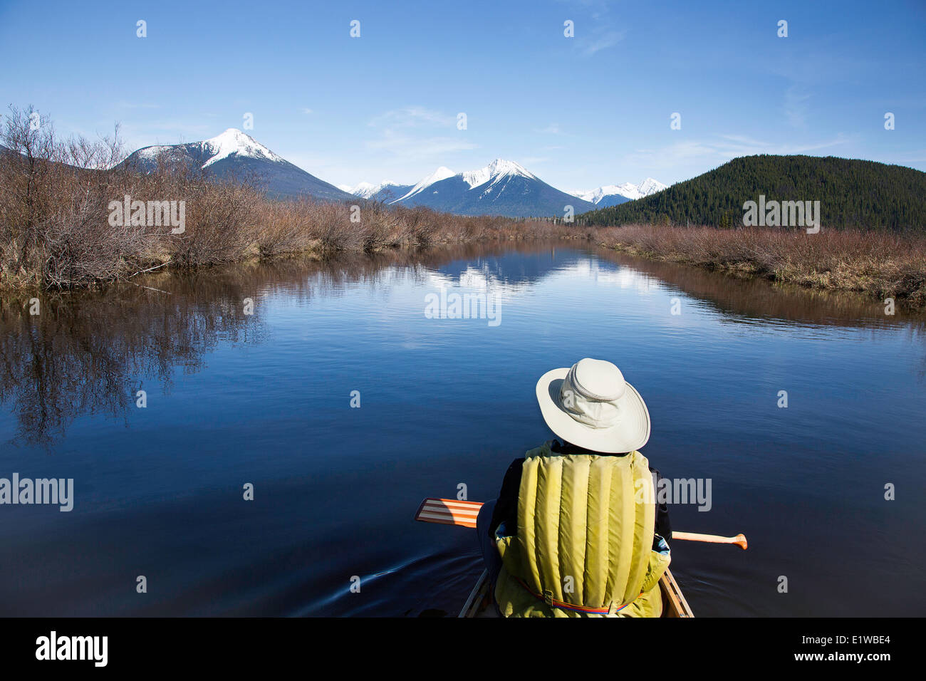 Canoeing, Bowron River Marsh, Bowron Lake Provincial Park, British ...