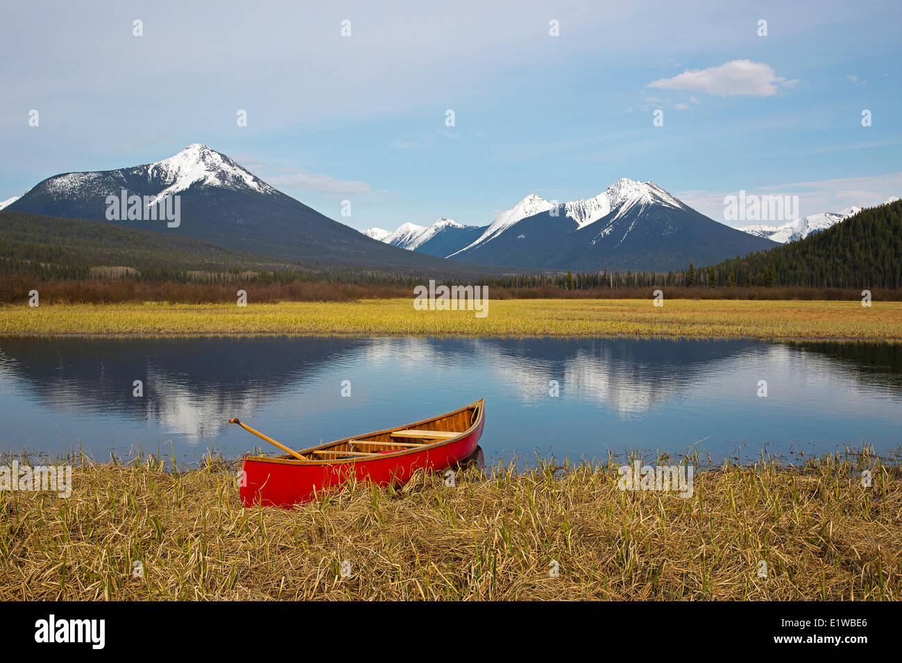 Canoe, Bowron River Marsh, Bowron Lake Provincial Park, British ...