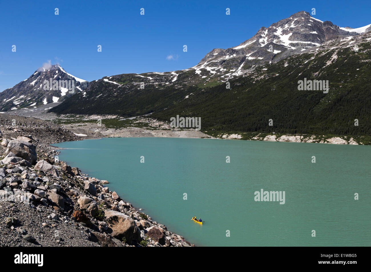 Canoeing on Ape Lake, Chilcotin, Coast Mountains, British Columbia ...