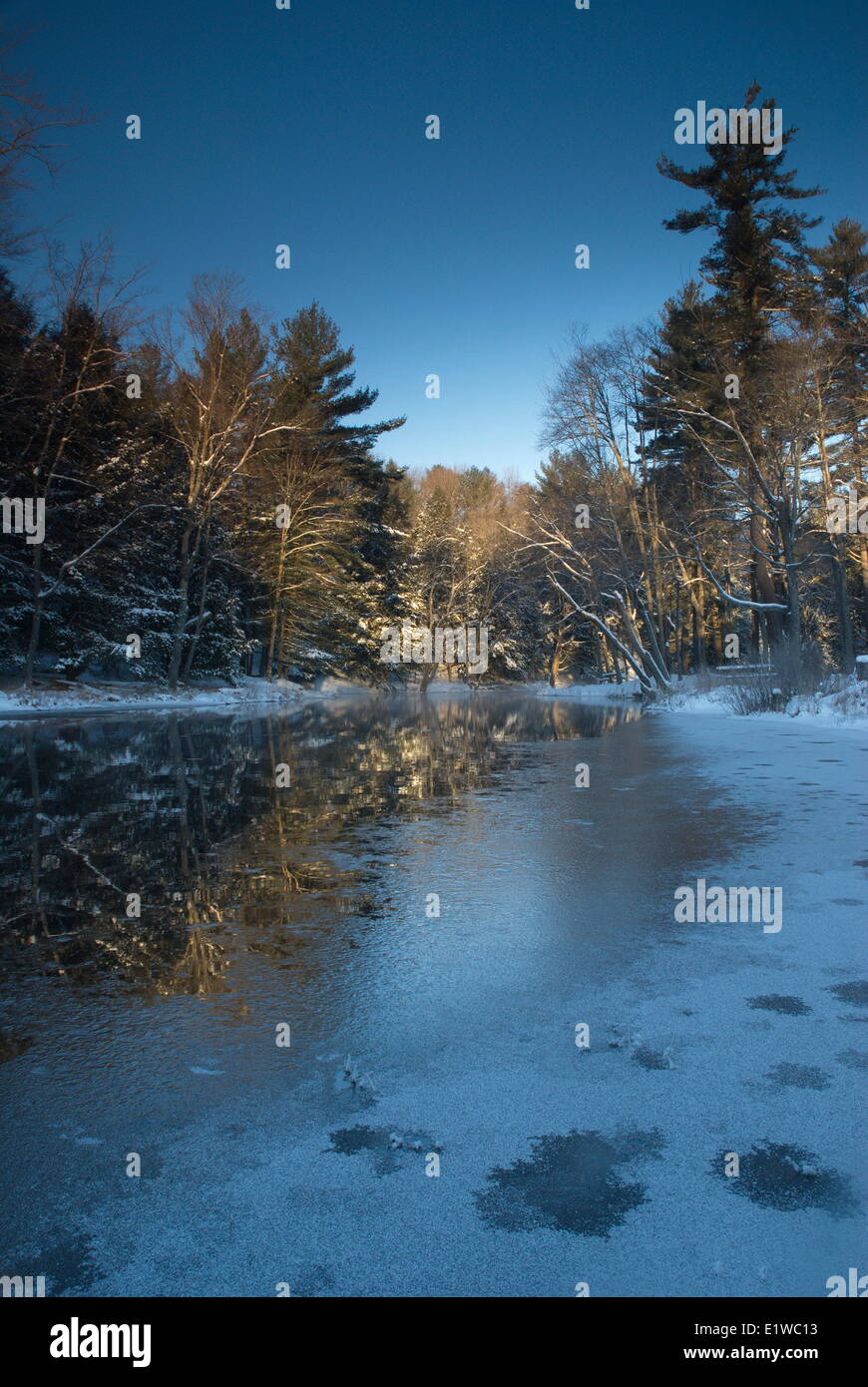 Winter scene on the Kahshe river, Muskoka, Ontario, Canada Stock Photo ...