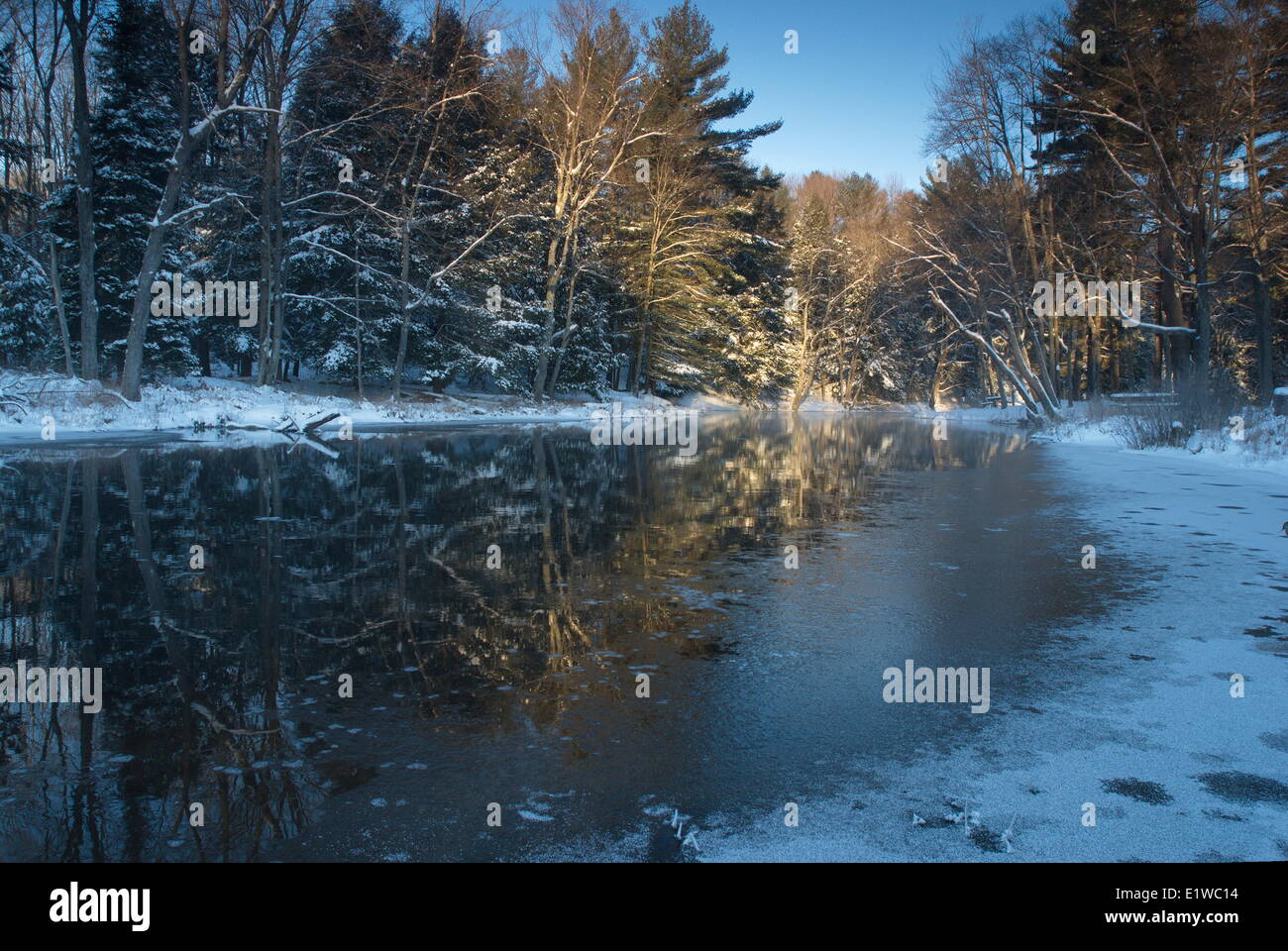 Winter scene on the Kahshe river, Muskoka, Ontario, Canada Stock Photo ...