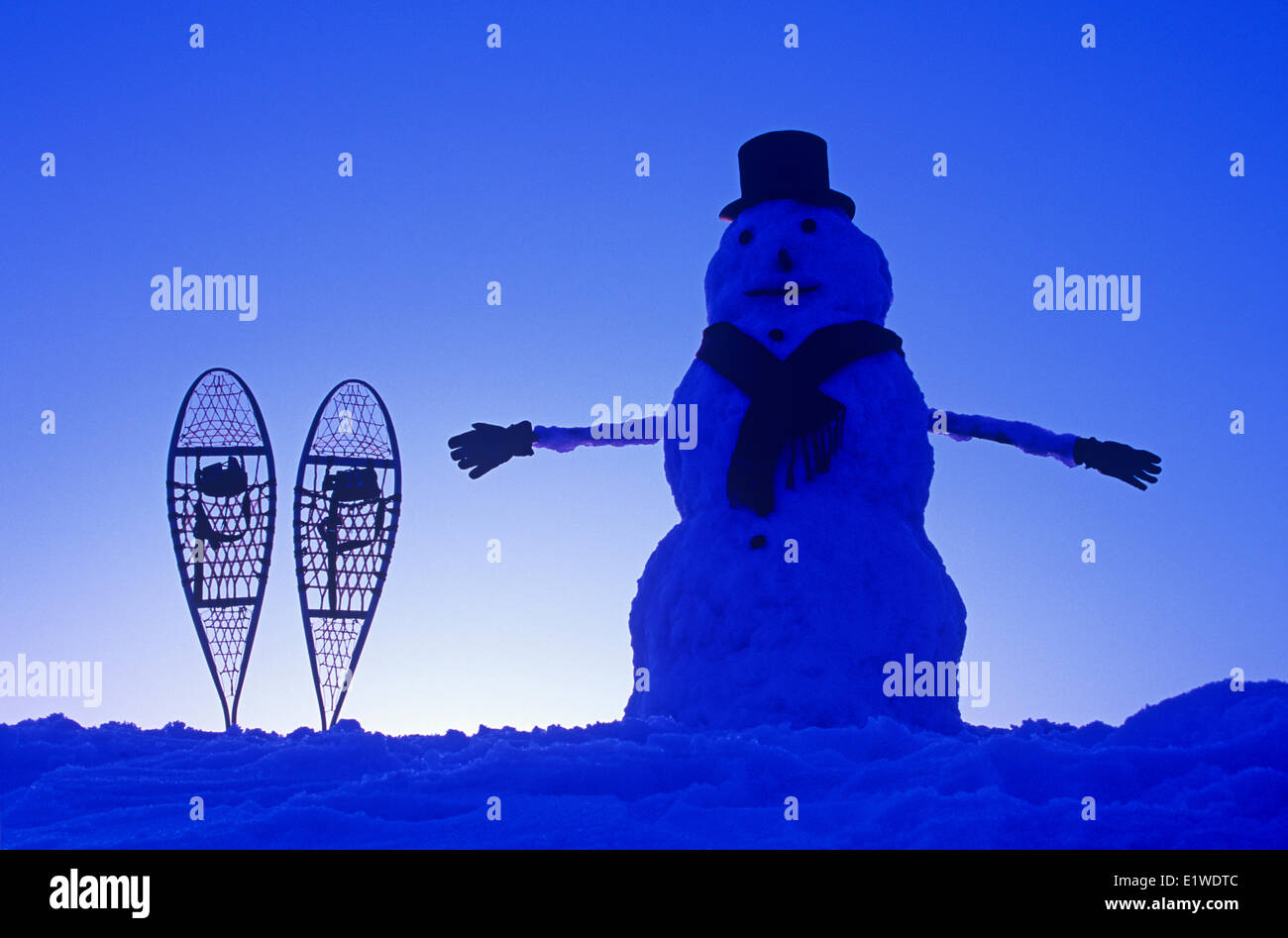 snowman and snowshoes, Patricia Beach Provincial Park, Manitoba, Canada ...