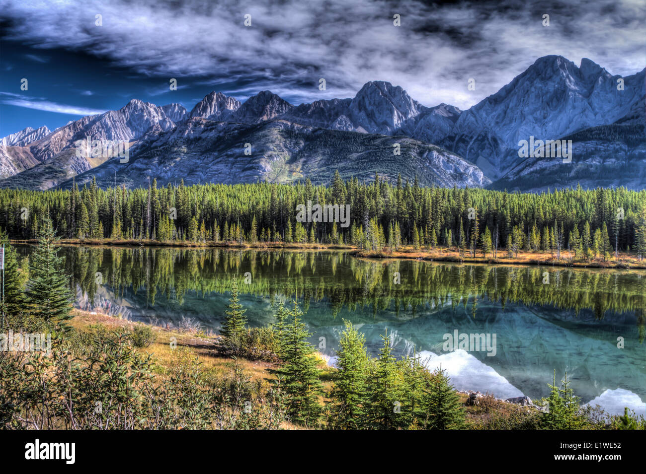 The rugged Kananaskis Mountains and Upper Kananaskis Lake as seen from ...