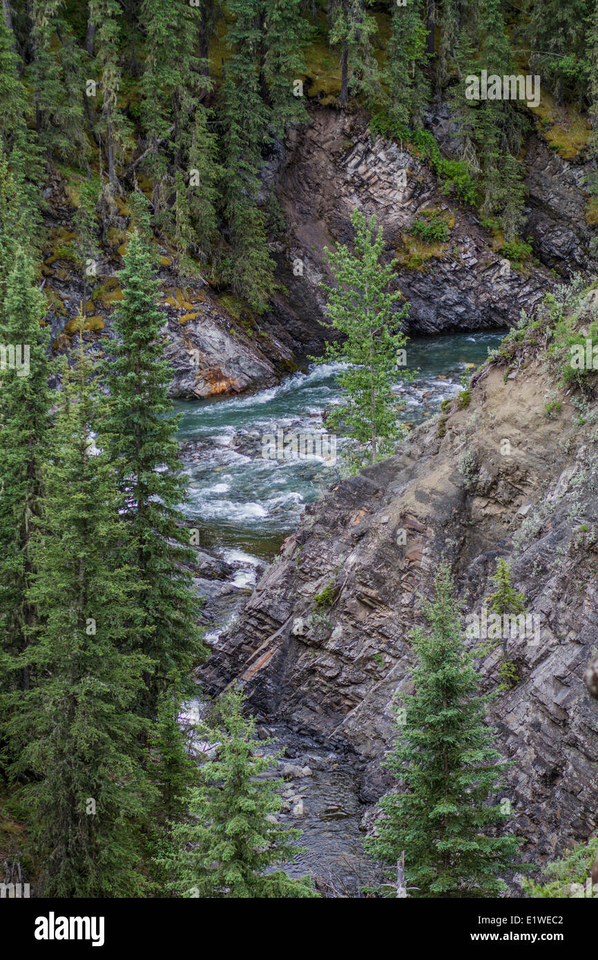 Looking down on the rapids of Sheep River, Alberta, Canada Stock Photo ...