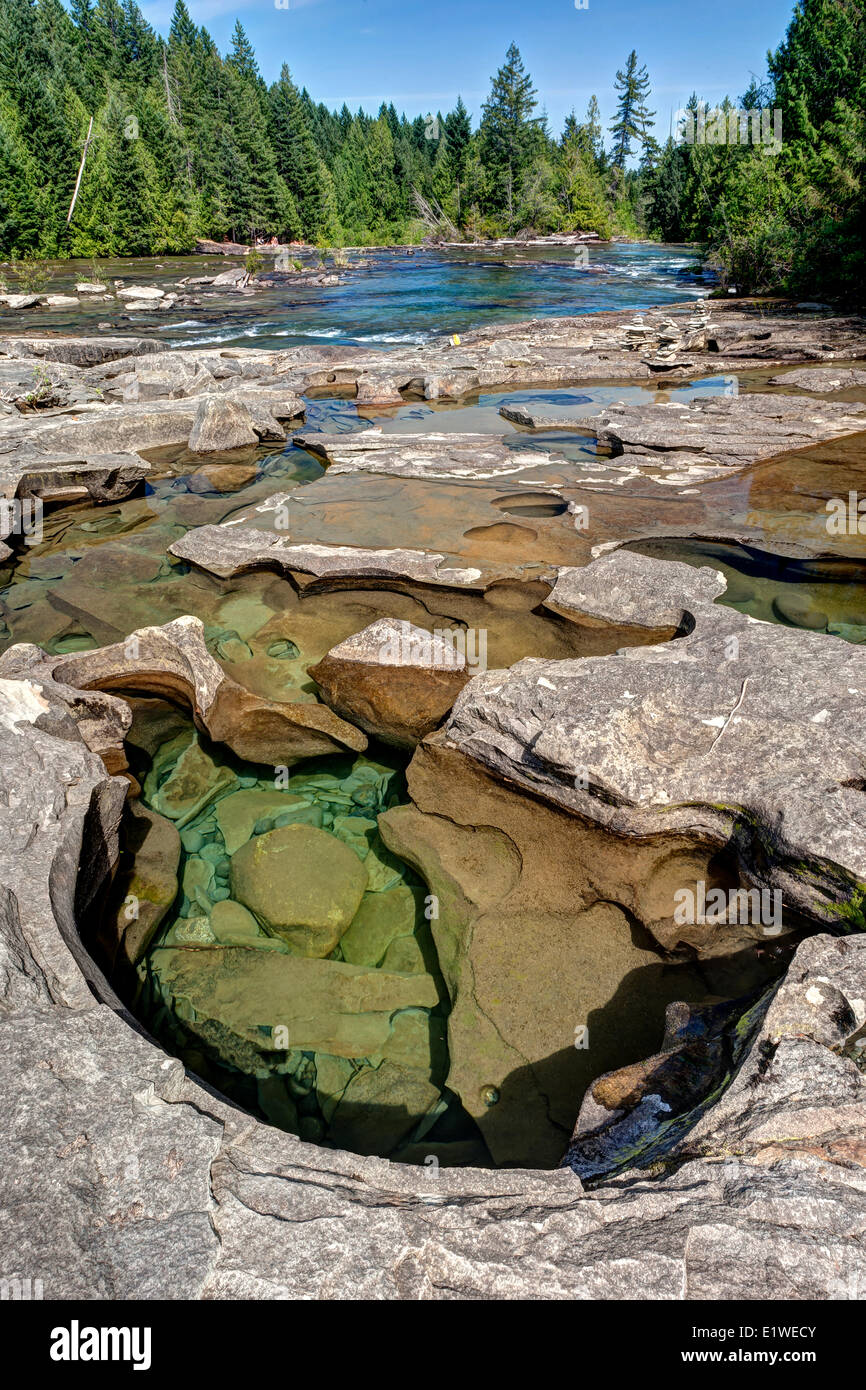 Sandstone potholes near Nymph Falls a popular swimming area on the ...