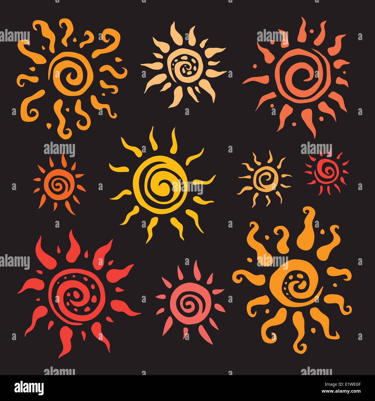 Sun set. Vector hand drawn illustration Stock Photo - Alamy