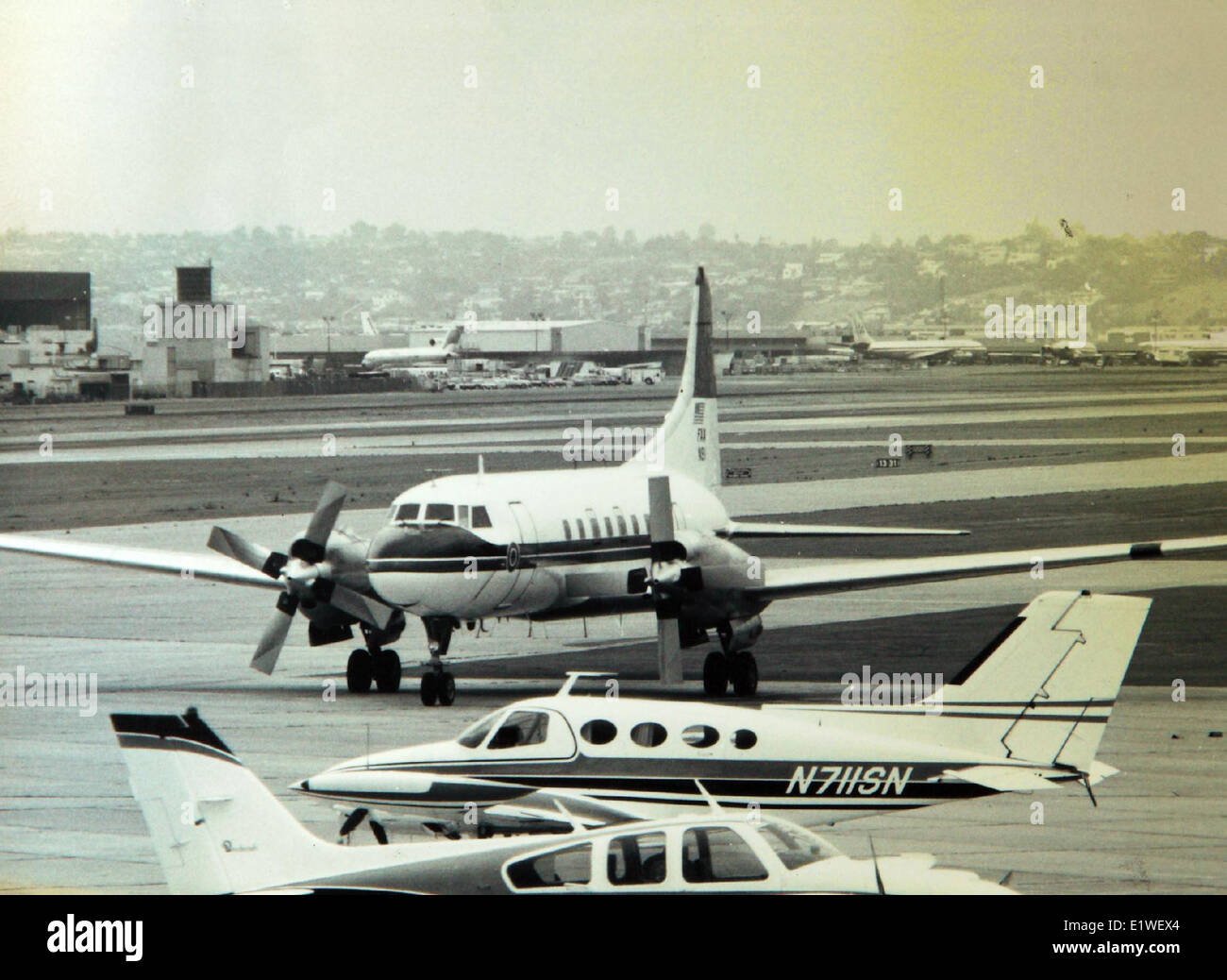 This image shows Lindbergh Field, the major airport in San Diego ...