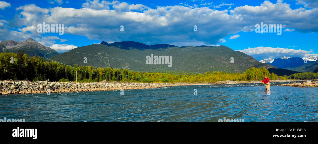 Fly Fishing Spey Casting Copper River British Columbia Stock Photo - Alamy