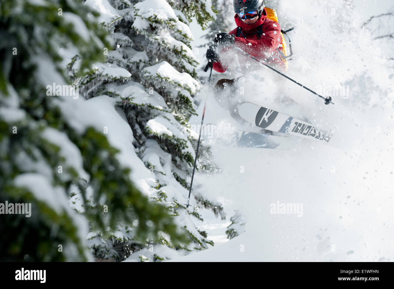 A skier takes a jump at Whitewater Winter Resort, Nelson, British ...