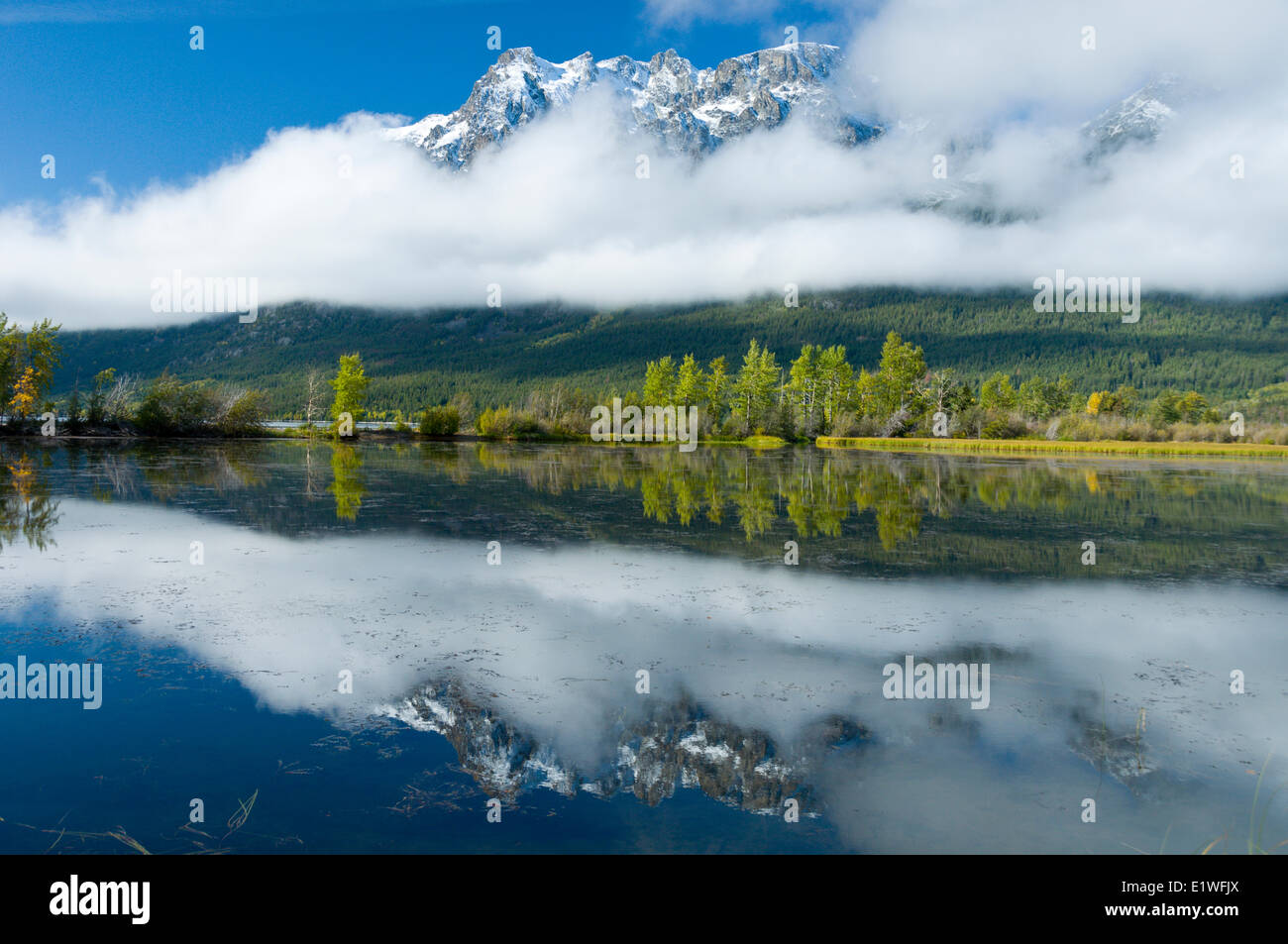 Niut mountains reflected in pond in front of tatlayoko lake hi-res ...