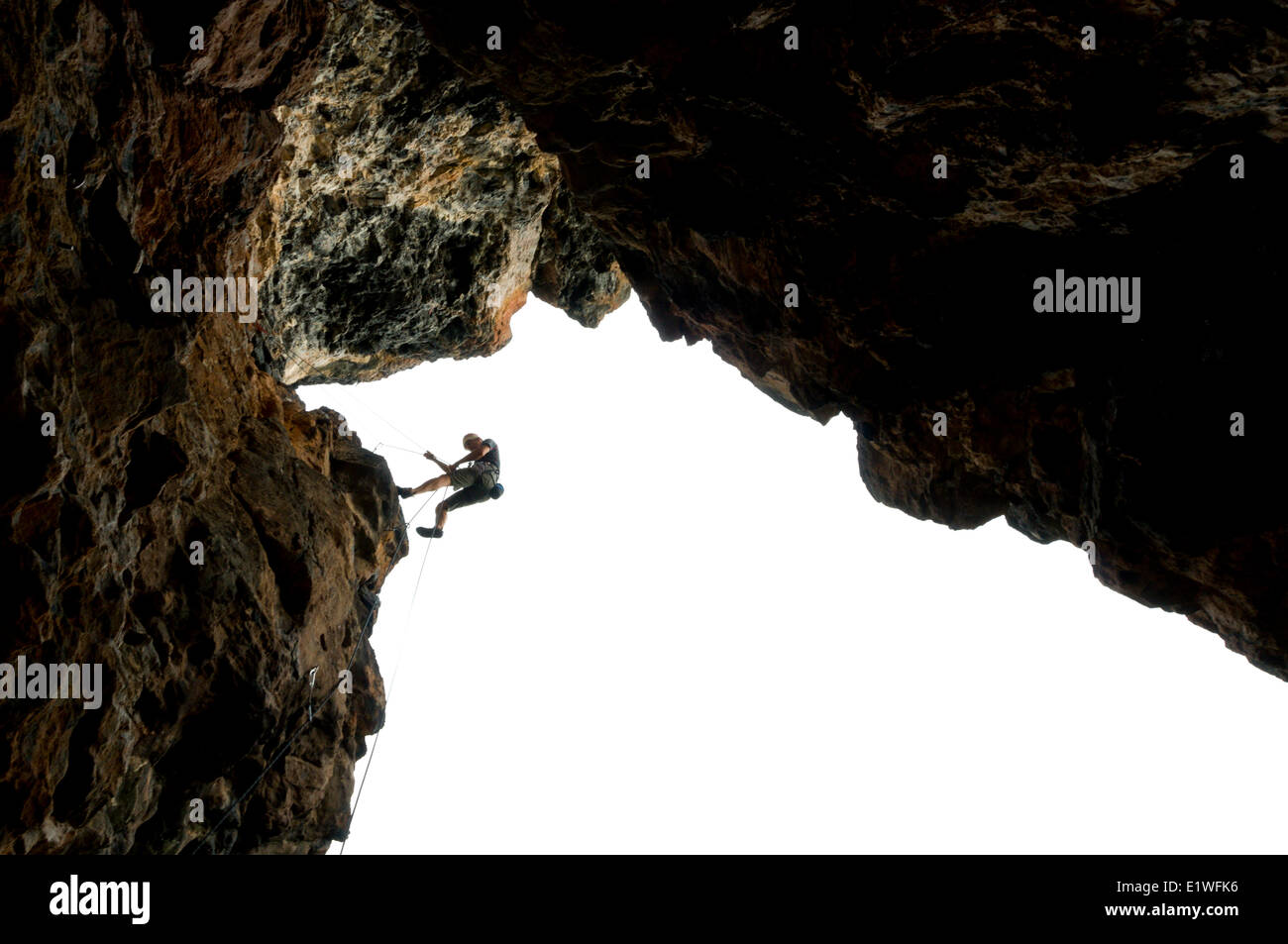 Rock climbing at Playa Fronton, Dominican Republic Stock Photo - Alamy