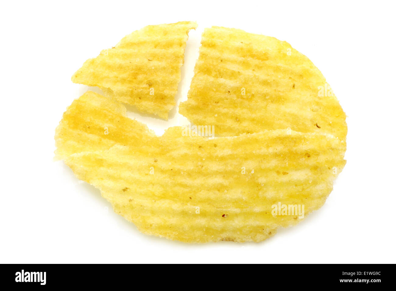 Broken single potato chip close-up on a white background Stock Photo ...