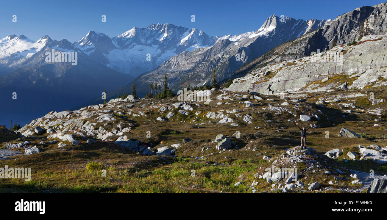 Hiker in Hermit Basin Mount Jupiter The Dome The Rampart Mount Abbott ...
