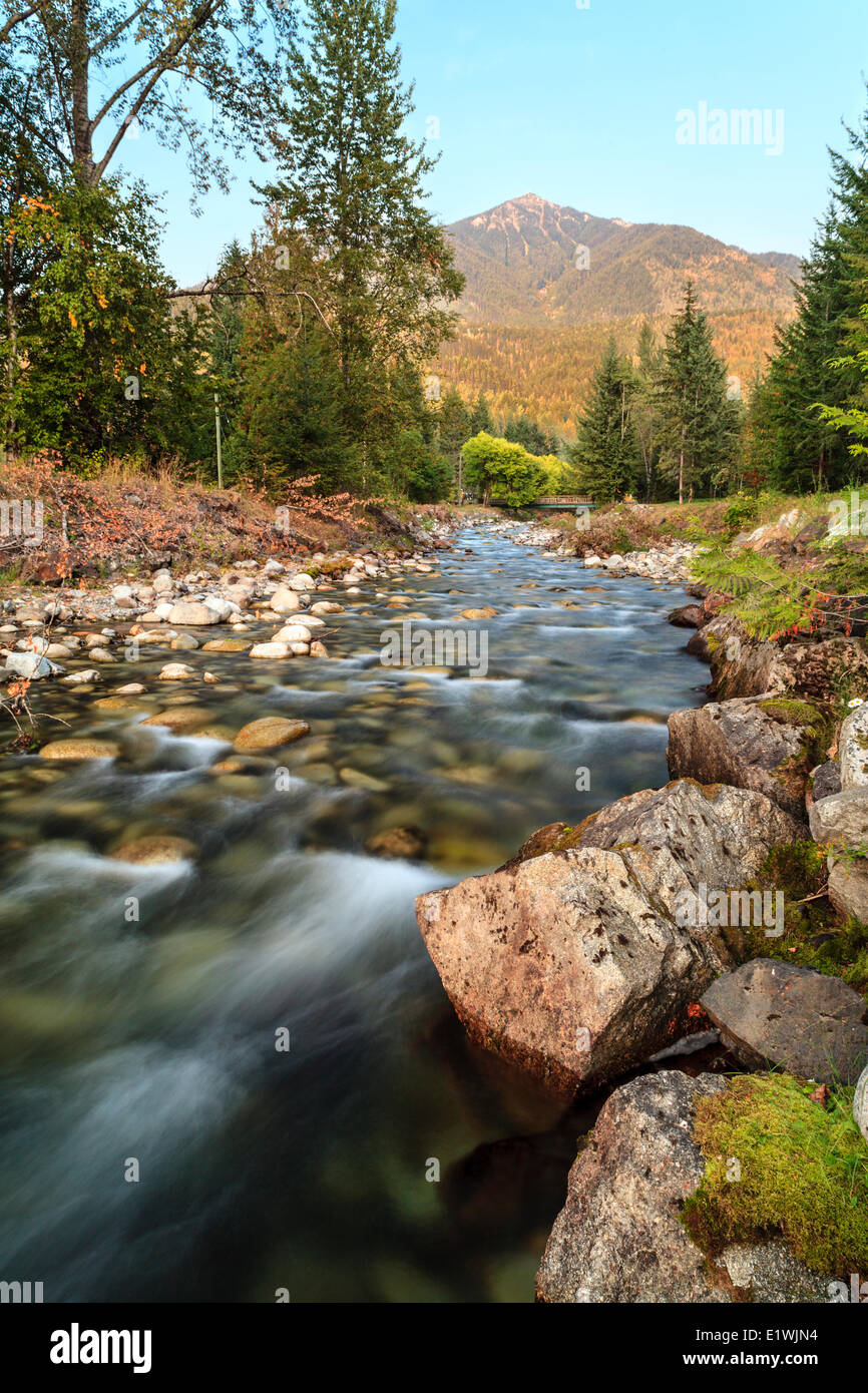 Four Mile Creek flows through Silverton, British Columbia with Idaho ...