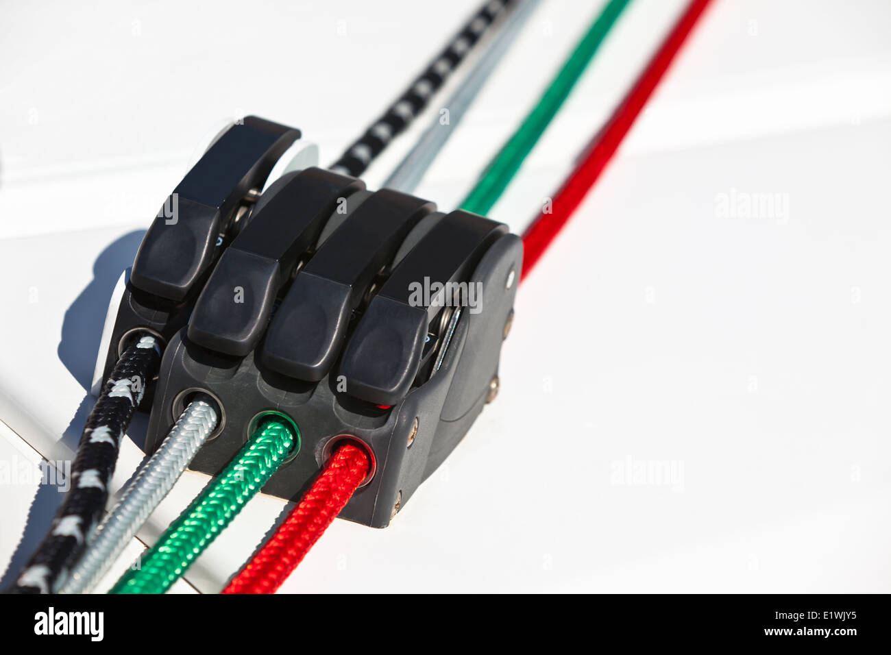 Details of sailing boat. Color ropes on white background Stock Photo ...