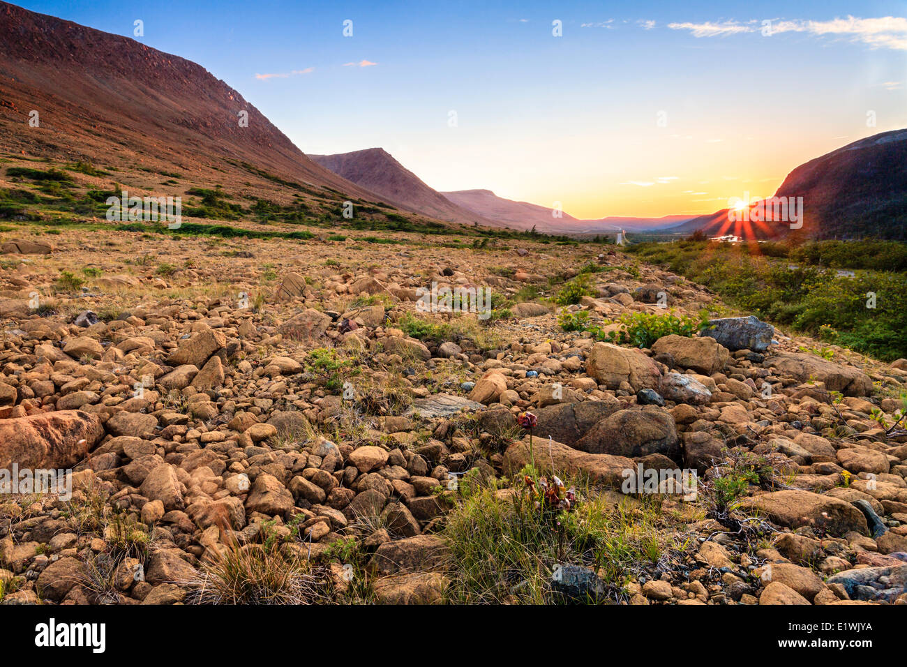 Sunset, Tableland Mountains, Gros Morne National Park, Newfoundland and ...