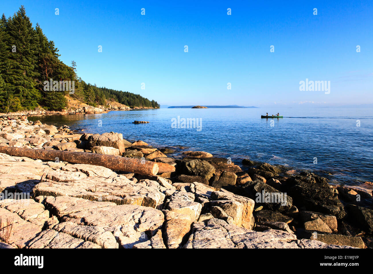 A family canoes on the ocean Powell River, Sunshine Coast, British ...