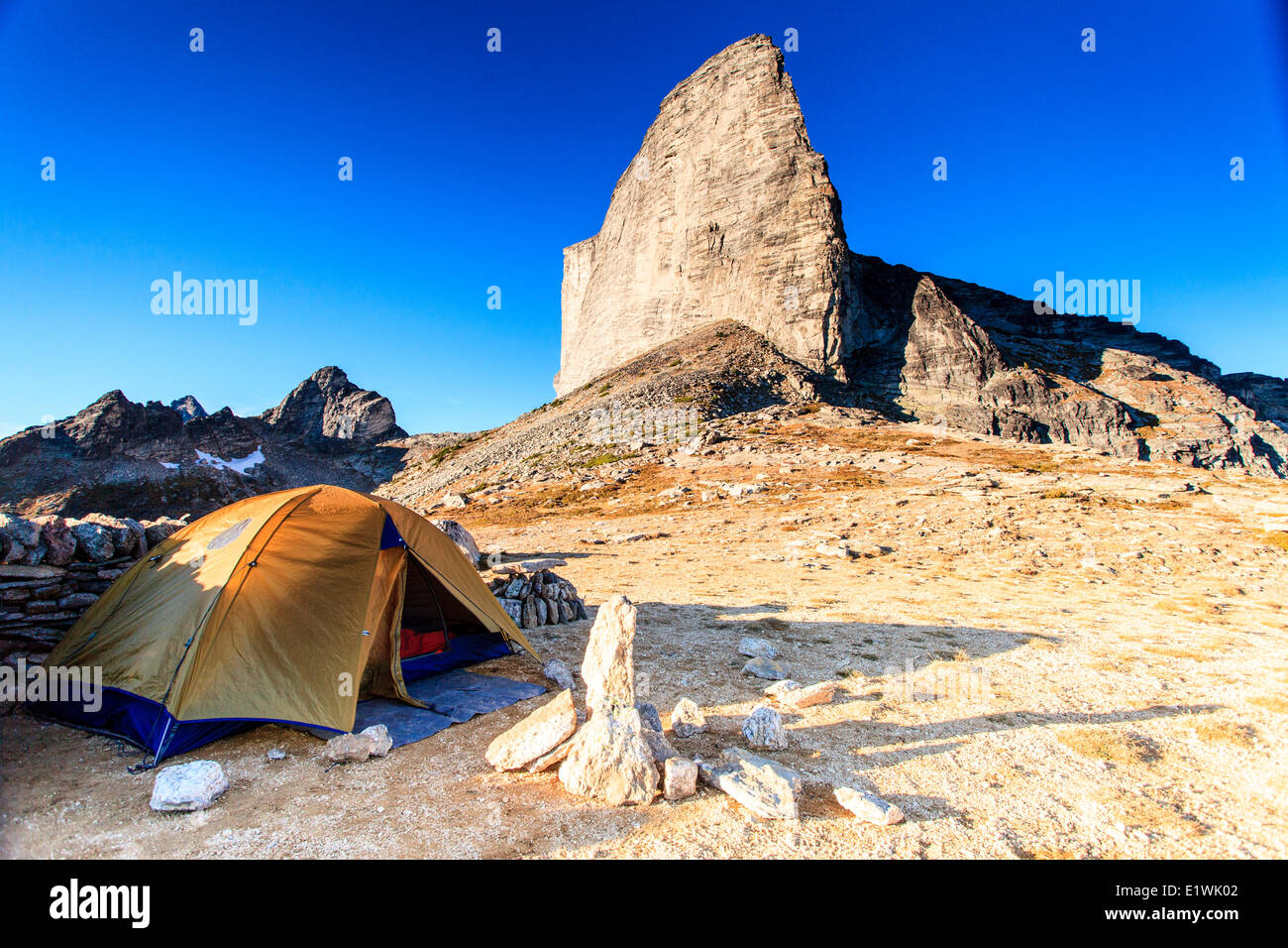 A tent set up at the campground near Gimli Peak, Valhalla Provincial ...
