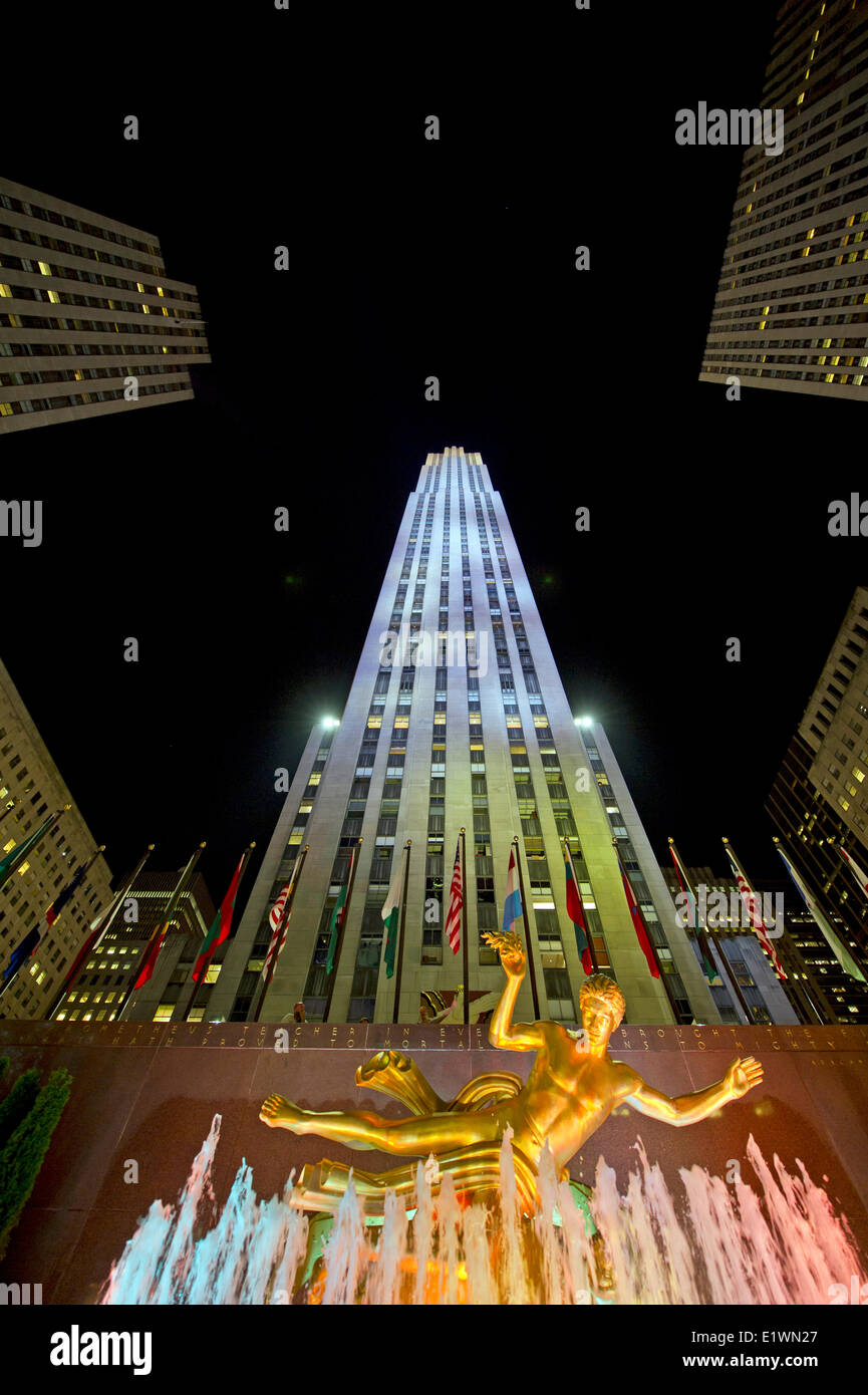 Rockefeller Plaza at night, New York City Stock Photo - Alamy