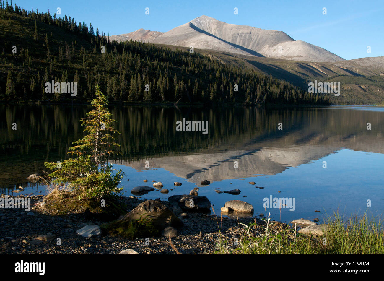 Scene of Summit Lake, Stone Mountain Provincial Park, BC, Canada, along ...
