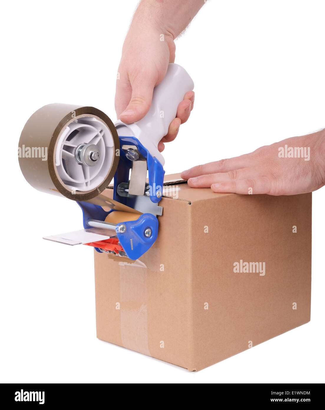box being tapped up ready for transport isolated on a white background ...