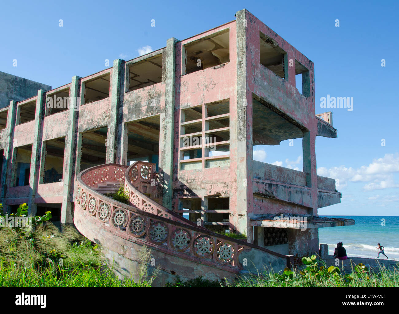 Crumbling concrete buildings, Guanabo, Playas del este, near Havana ...