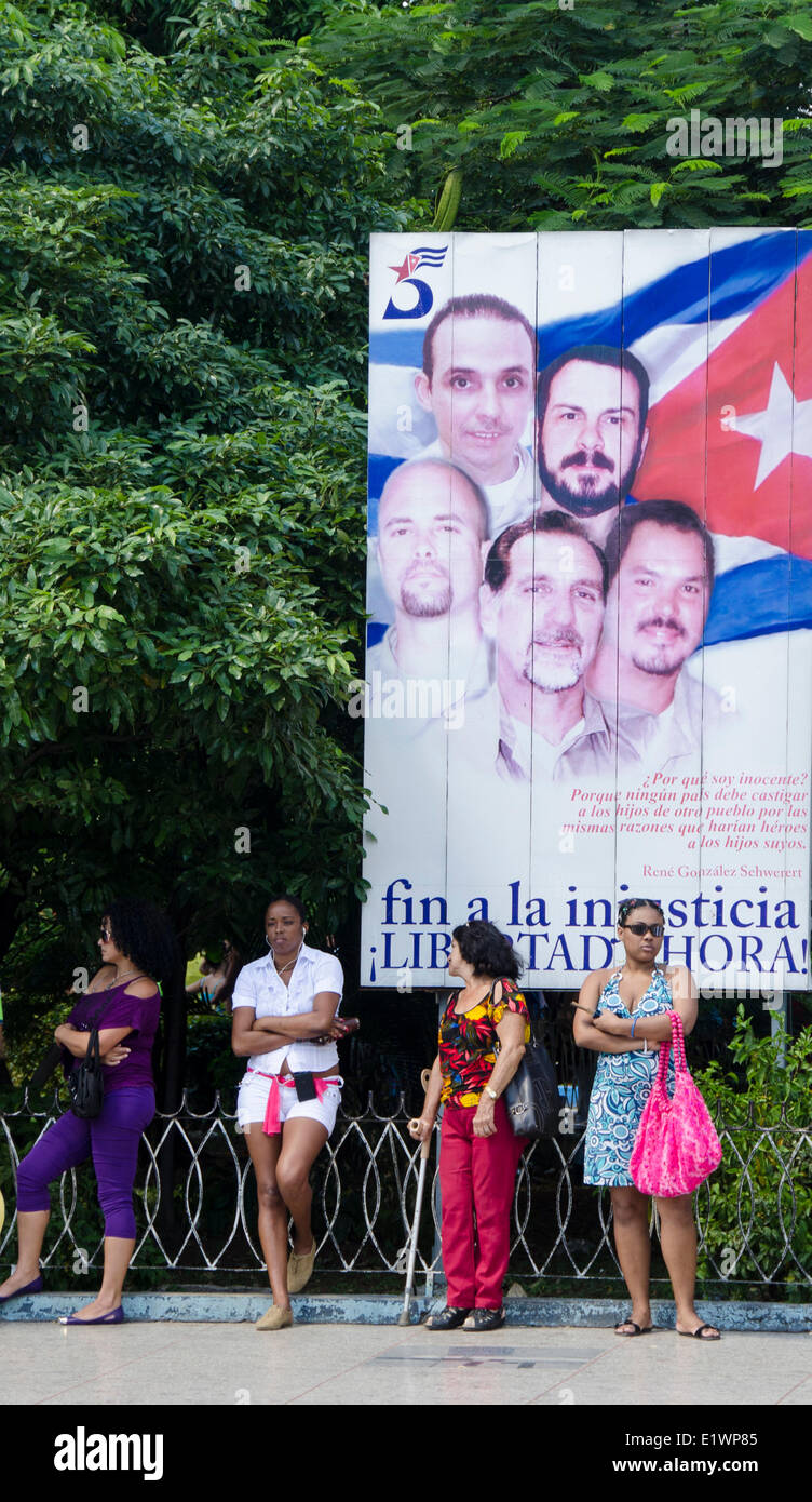 Street scene with a mural of The Cuban Five, also known as the Miami ...