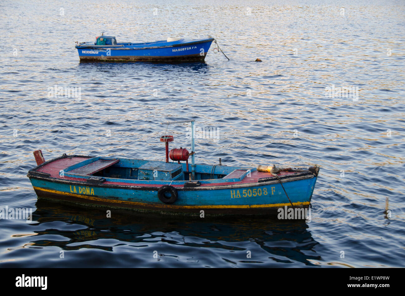 Small fishing boats, Havana bay, Havana, Cuba Stock Photo - Alamy