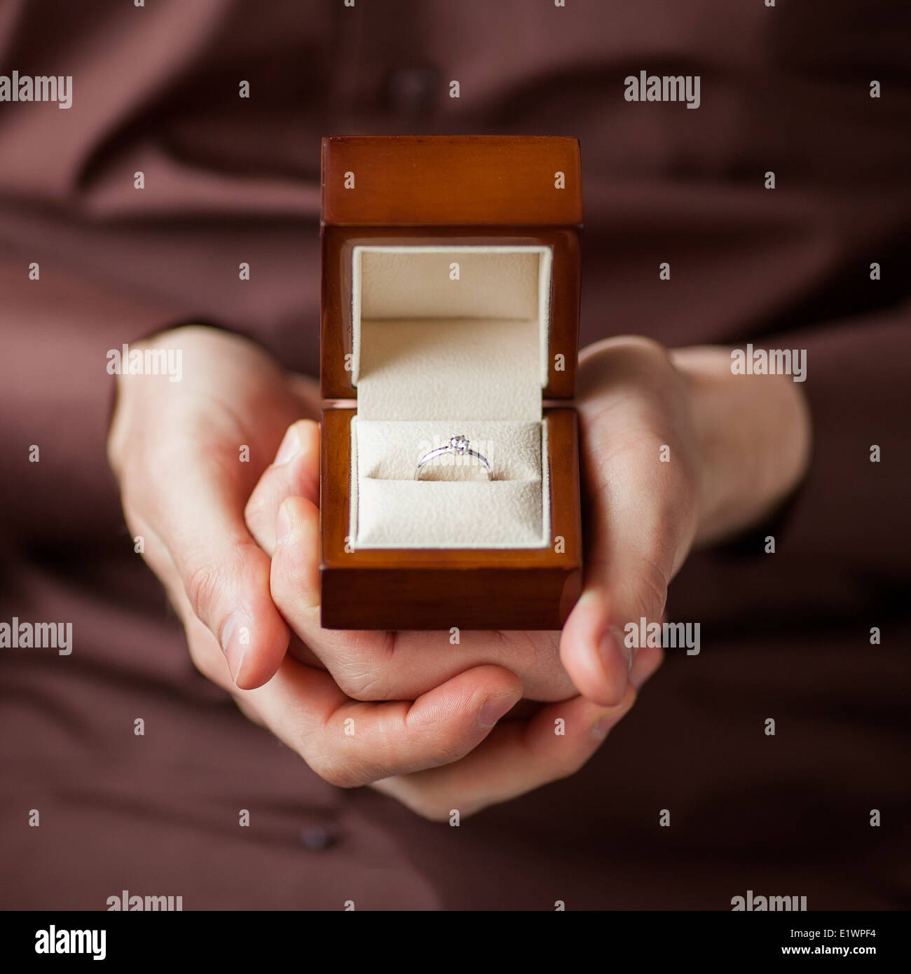 Man giving an engagement box with ring Stock Photo - Alamy