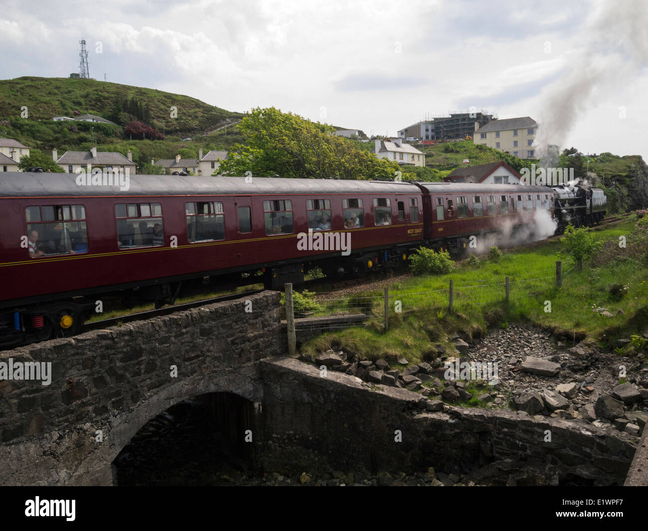 Iconic Jacobite steam train the Lancashire Fusilier leaving Mallaig ...
